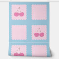 Checkered Cherry Pattern Retro Wallpaper | Zazzle