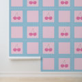 Checkered Cherry Pattern Retro Wallpaper | Zazzle