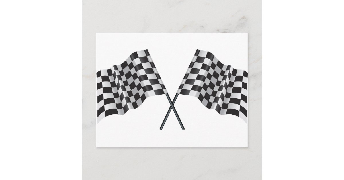 checkered cross flags postcard | Zazzle