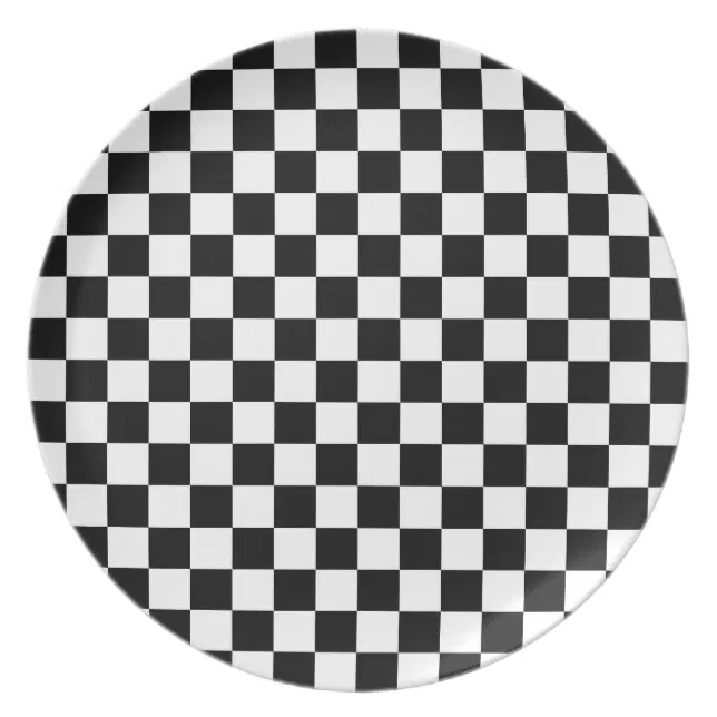 Checkered Flag Chess Checkers Board Checkerboard Dinner Plate | Zazzle