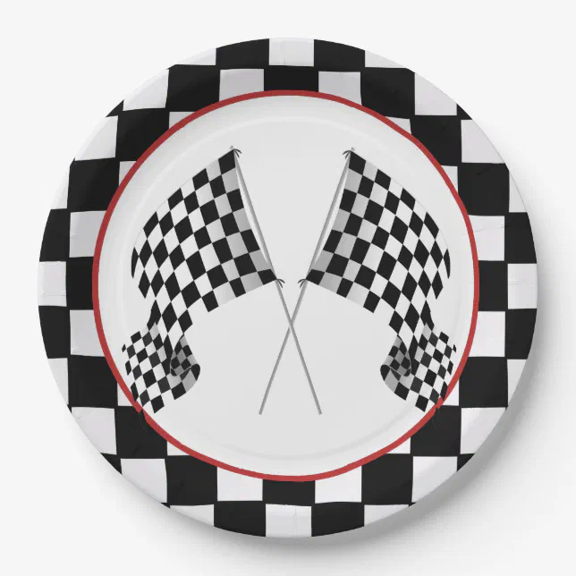 Checkered Flag Design Paper Party Plate | Zazzle