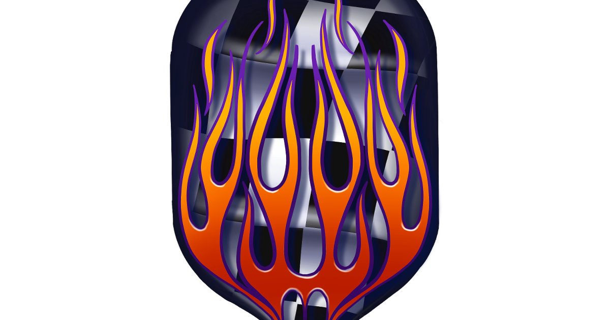 Checkered flag flames pickleball paddle | Zazzle