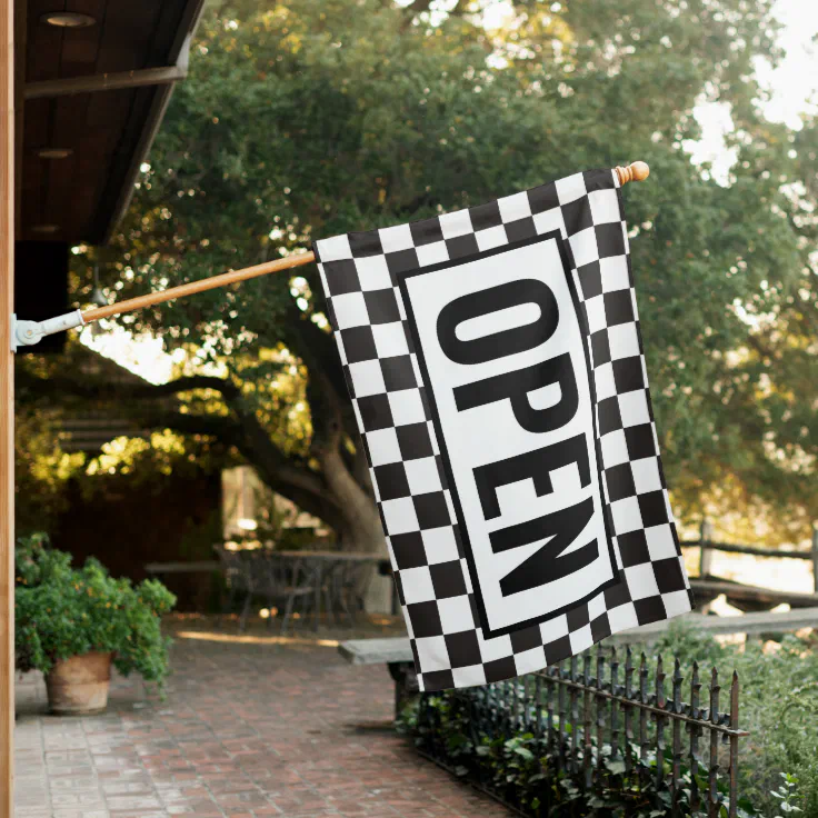 CHECKERED FLAG OPEN SIGN | Zazzle