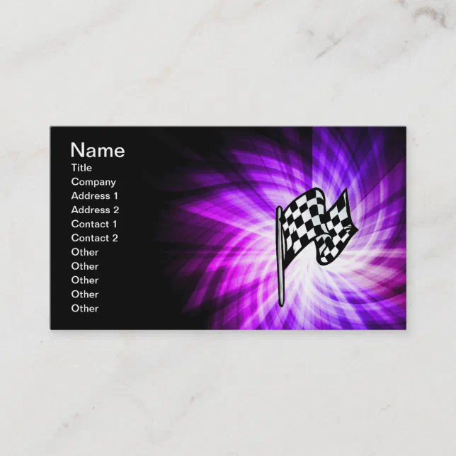 Checkered Flag; purple Business Card | Zazzle