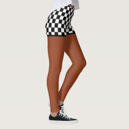 Checkered Flag Shorts - Medium Tone Leggings | Zazzle