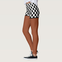 Checkered Flag Shorts - Medium Tone Leggings | Zazzle