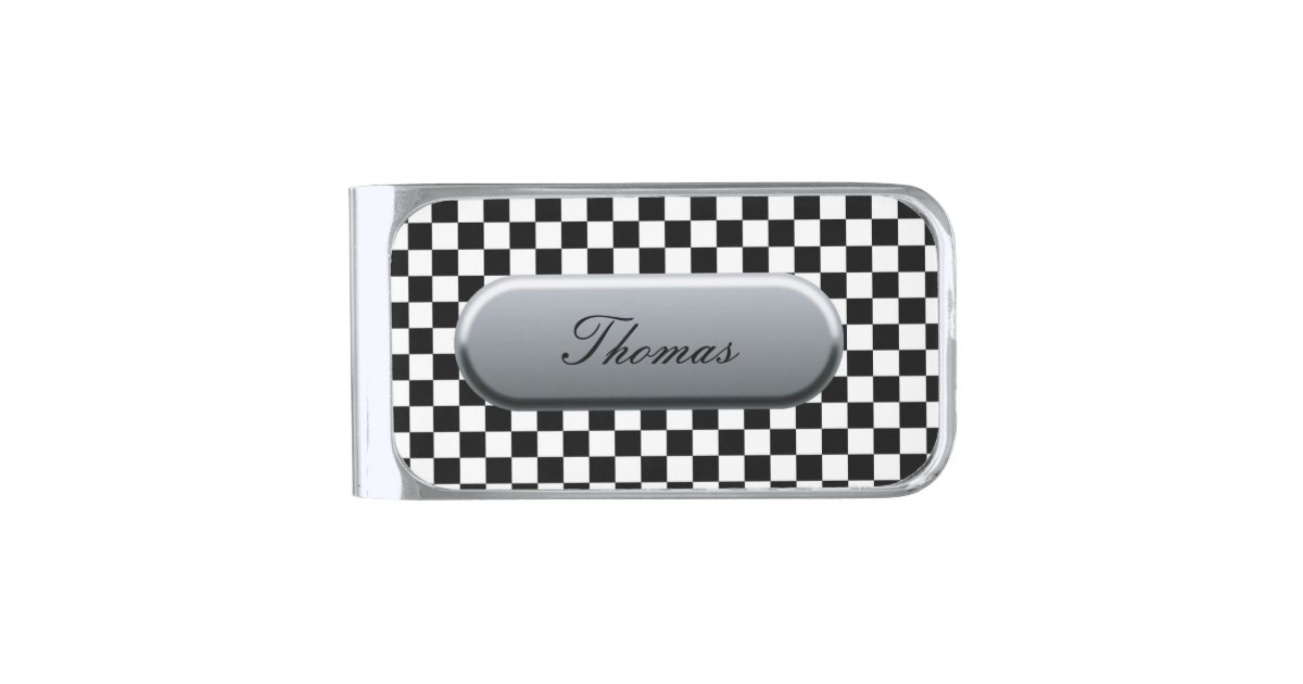 Checkered Flag Silver Finish Money Clip | Zazzle