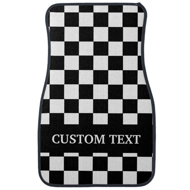 Checkered Flag White Black Personalized Name Car F Car Floor Mat | Zazzle