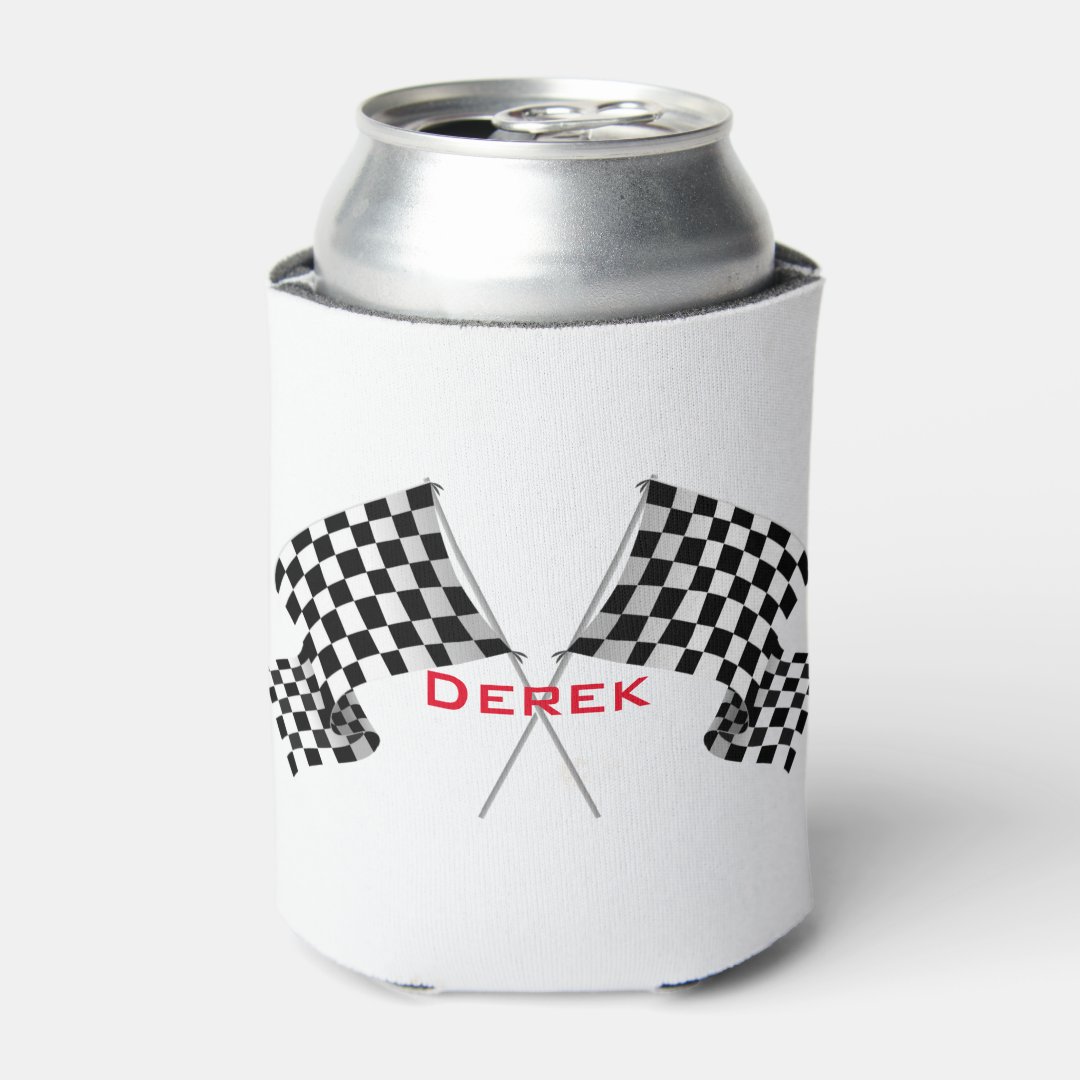 Checkered Flags Design Can Cooler | Zazzle