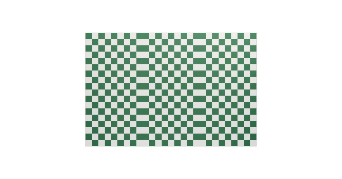 Checkered Green and White Geometric Fabric | Zazzle