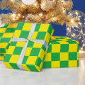 Checkered Green and Yellow Wrapping Paper | Zazzle