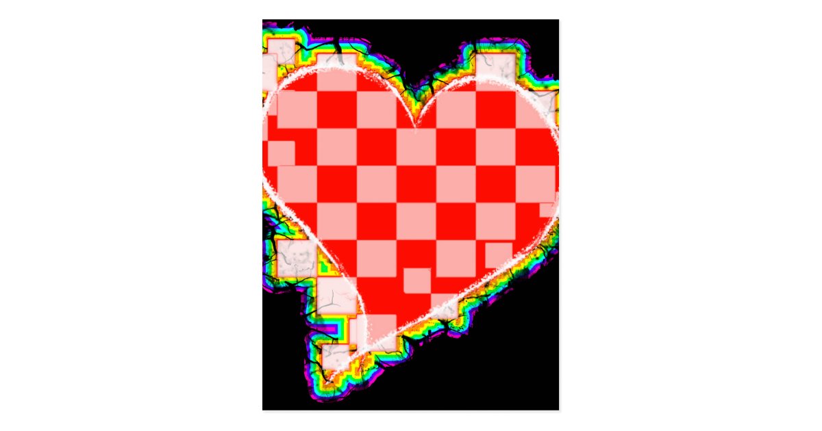 checkered heart. v2. postcard | Zazzle.com