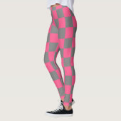 Checkered Hot Pink and Charcoal Grey Leggings | Zazzle