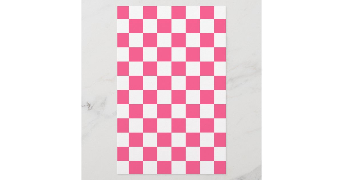 Checkered Hot Pink and White Stationery | Zazzle