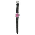 Checkered hot pink black geometric retro w numbers watch | Zazzle