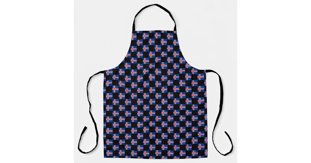 Checkered Iceland Flag Pattern Apron | Zazzle