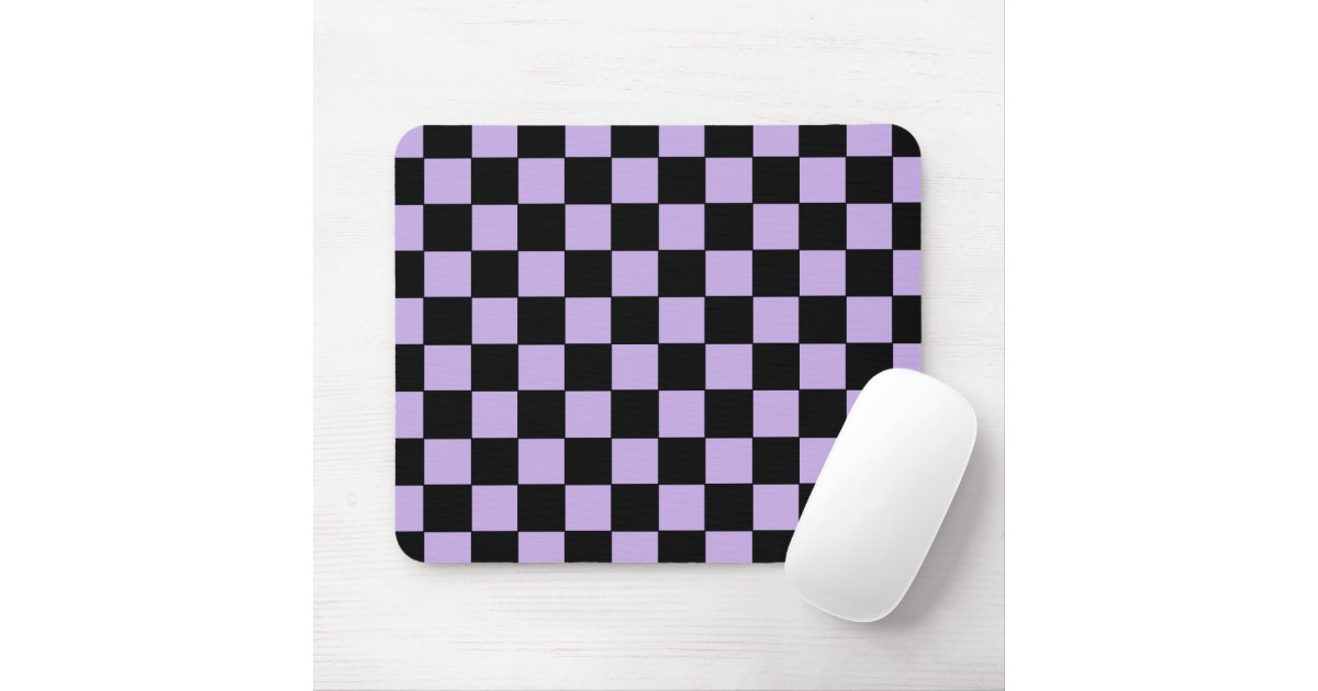 Checkered Lavender and Black Mouse Pad | Zazzle