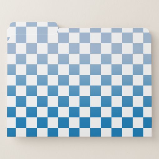 Checkered Light to Dark Blue Gradient Pattern File Folder | Zazzle