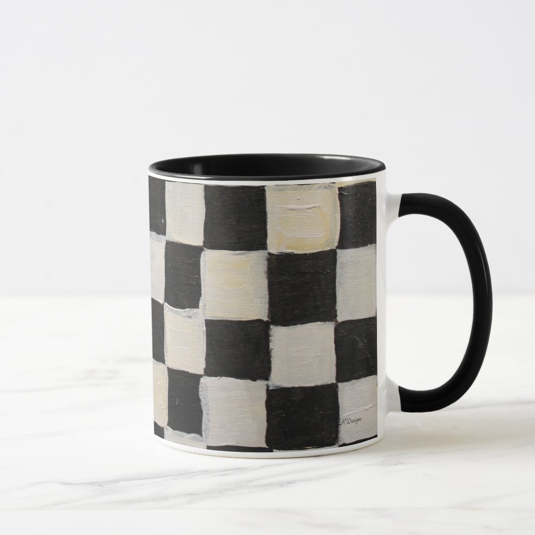 Checkered Mug Black and White | Zazzle