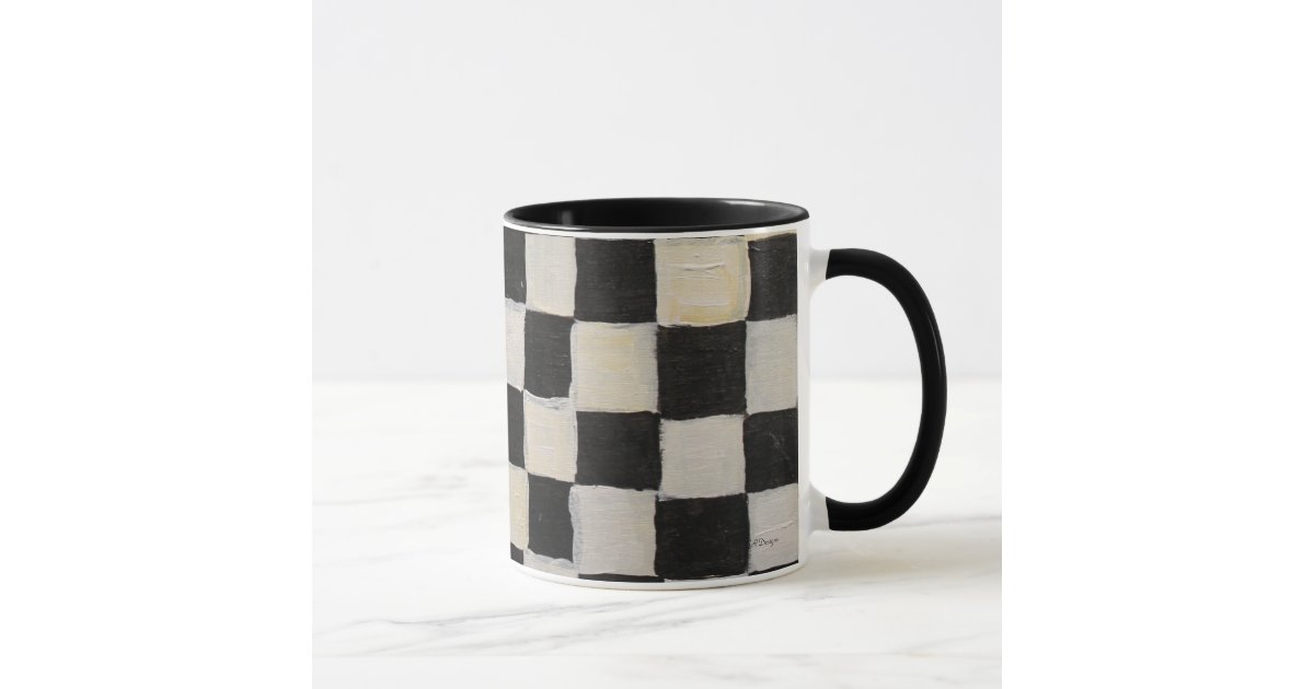 Checkered Mug Black and White | Zazzle