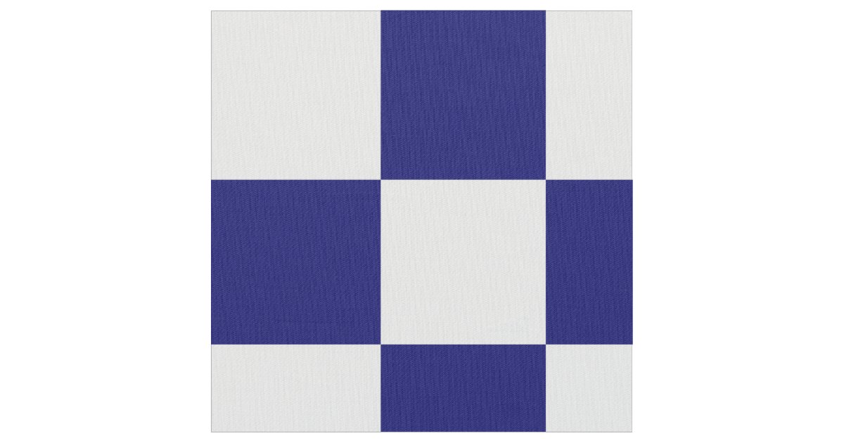 Checkered Navy and White Geometric Fabric | Zazzle