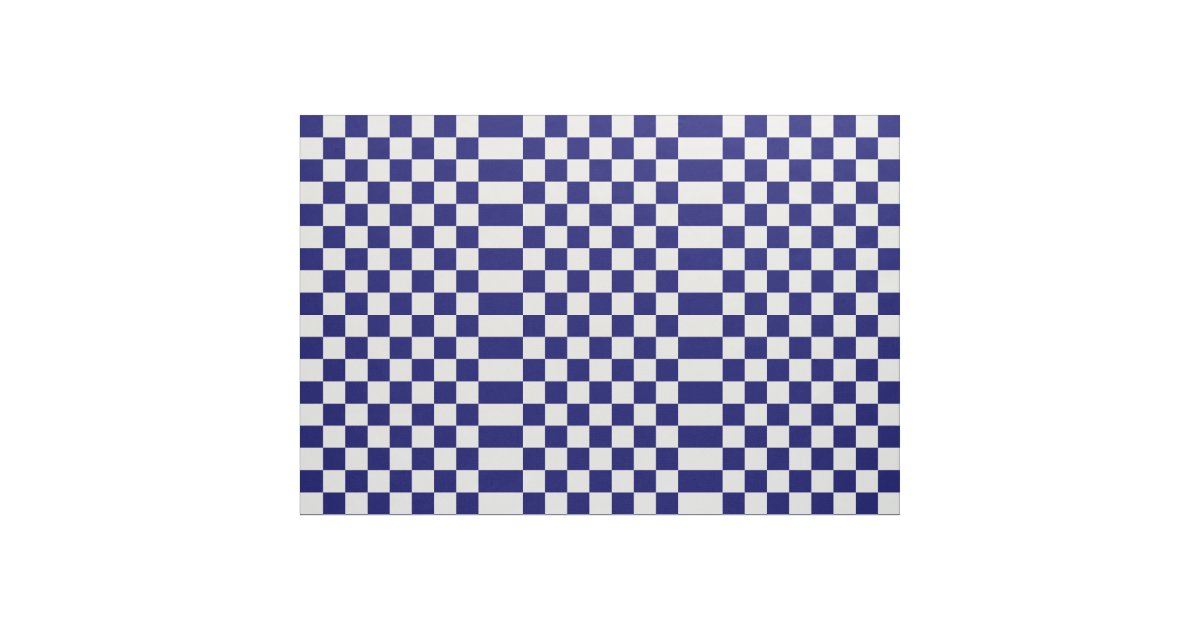 Checkered Navy and White Geometric Fabric | Zazzle