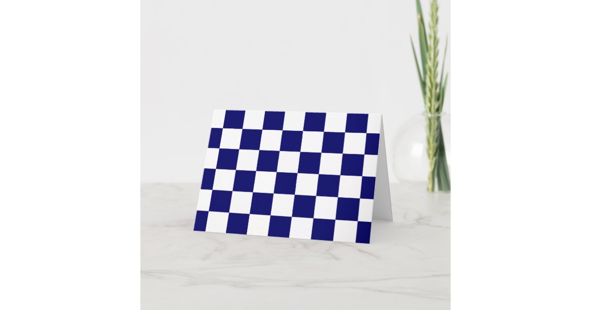 Checkered Navy and White Thank You Card | Zazzle