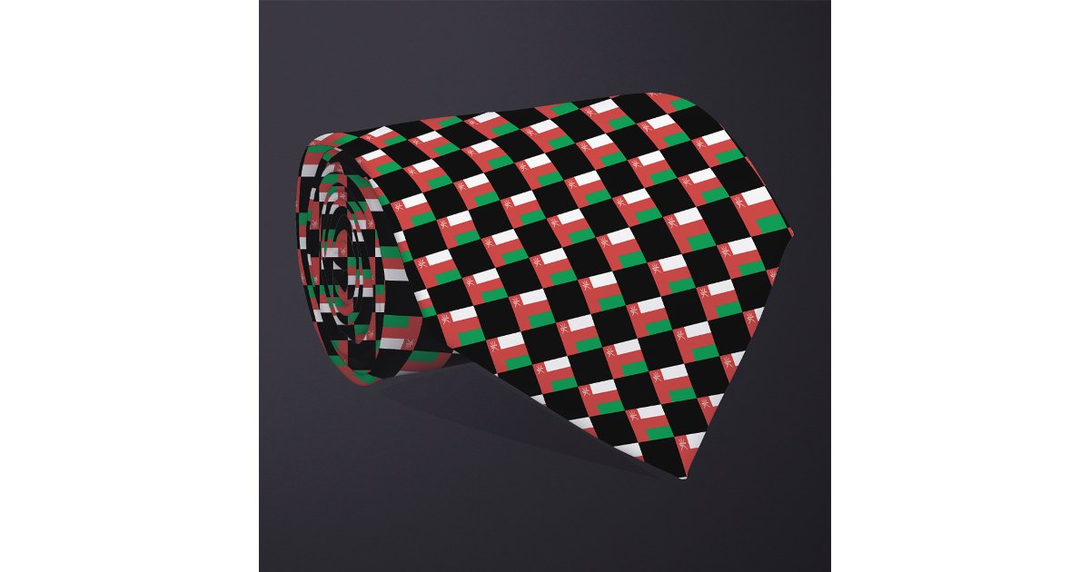 Checkered Oman Flag Pattern Neck Tie | Zazzle