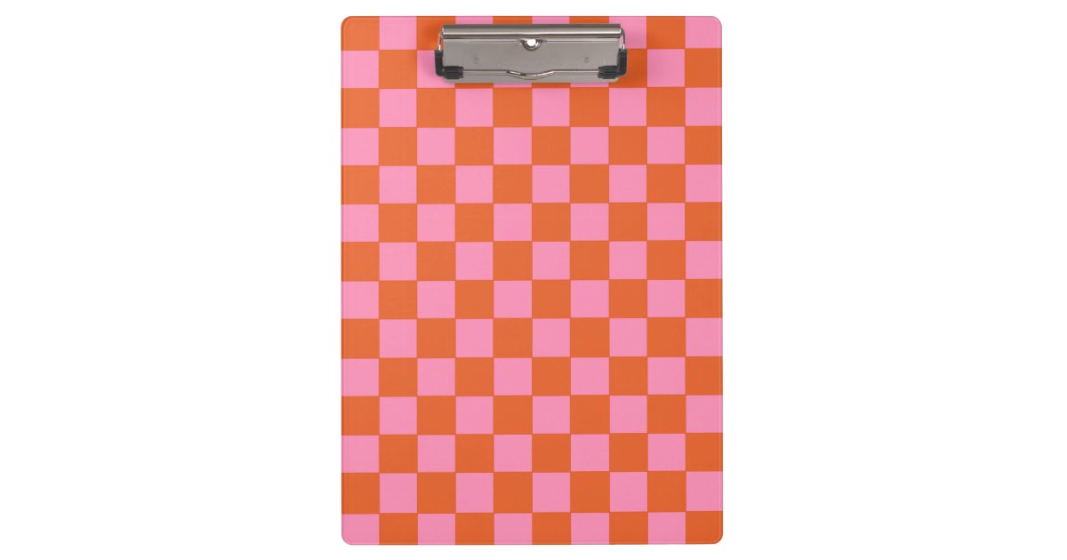 Checkered Orange and Pink Clipboard | Zazzle