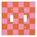 Checkered Orange and Pink Light Switch Cover | Zazzle