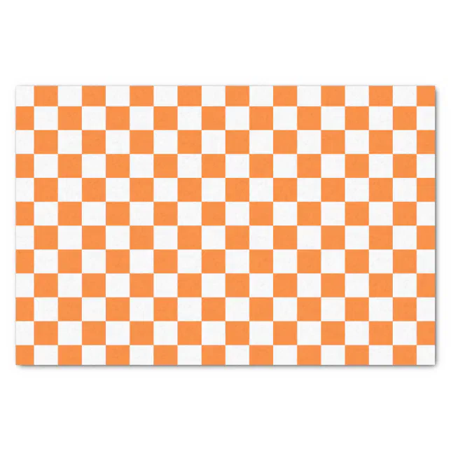 Checkered Orange and White Tissue Paper | Zazzle