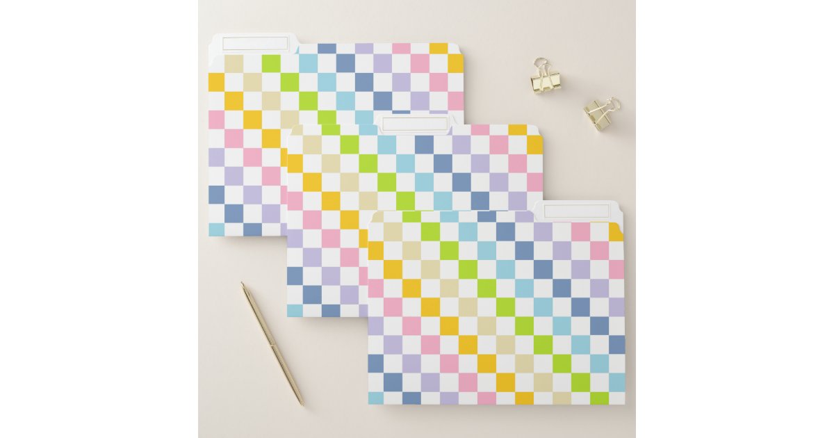 Checkered Pastel Rainbow File Folder | Zazzle