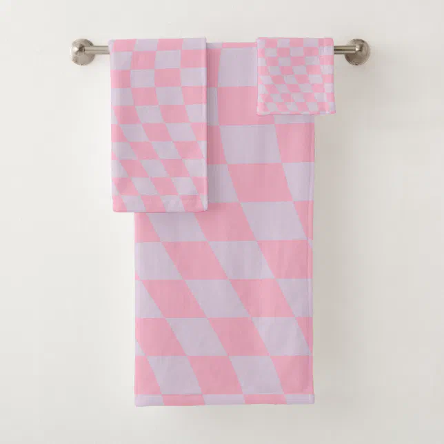 Checkered Pattern Lilac Pink Check Checkerboard Bath Towel Set | Zazzle