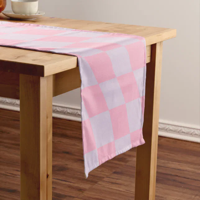 Checkered Pattern Lilac Pink Check Checkerboard Short Table Runner | Zazzle