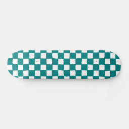 checkered pattern (teal) skateboard | Zazzle