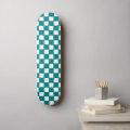 checkered pattern (teal) skateboard | Zazzle