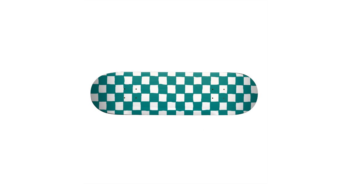 checkered pattern (teal) skateboard | Zazzle.com