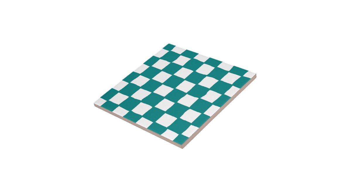 checkered pattern (teal) tile | Zazzle