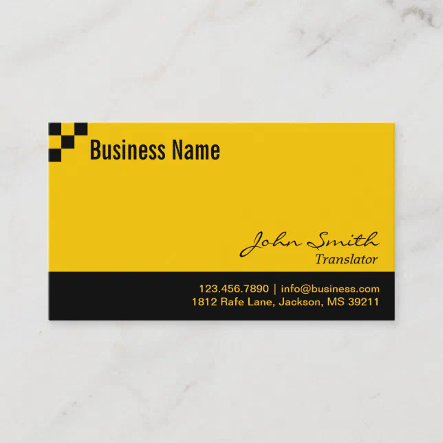 Checkered Pattern Translator Business Card | Zazzle