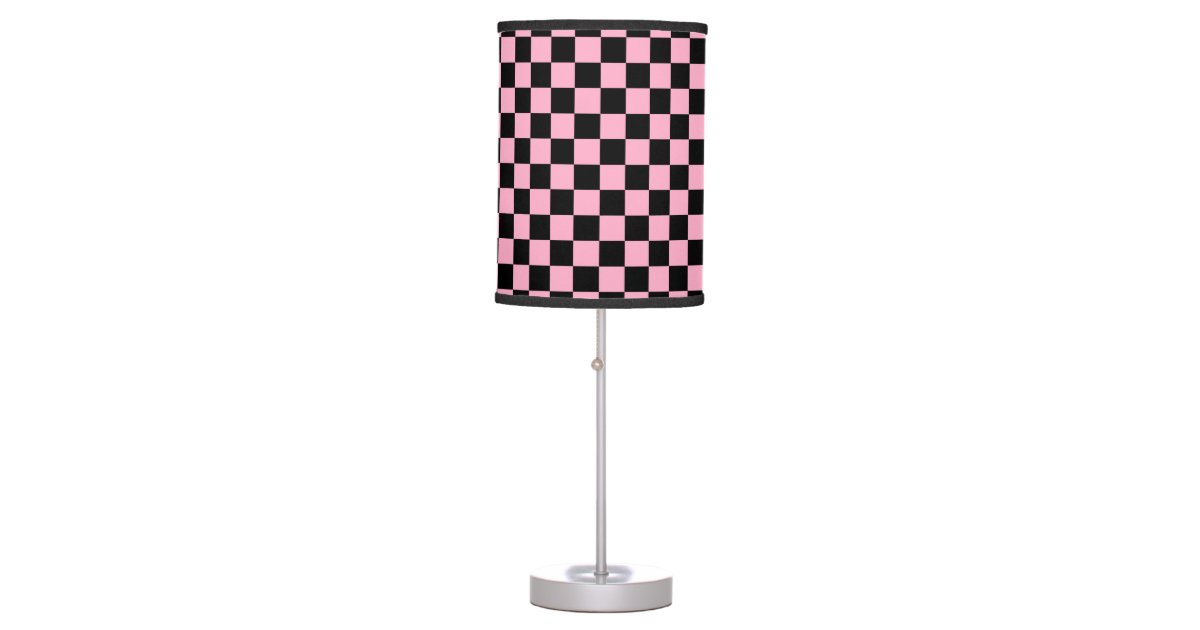 Checkered Pink and Black Table Lamp | Zazzle