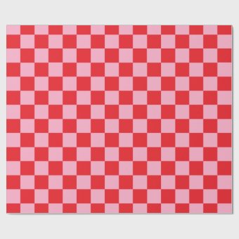 Checkered Pink and Red Wrapping Paper | Zazzle