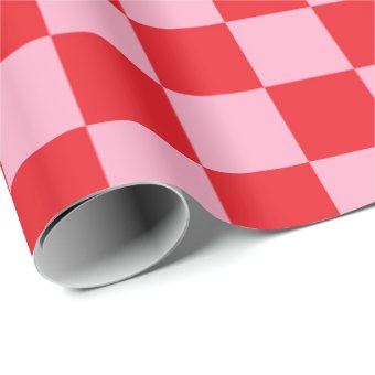 Checkered Pink and Red Wrapping Paper | Zazzle