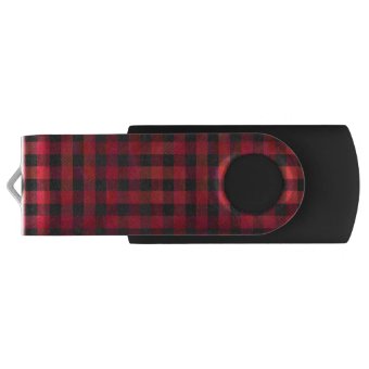 Checkered Plaid Red and Black USB Flash Drive | Zazzle