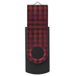 Checkered Plaid Red and Black USB Flash Drive | Zazzle