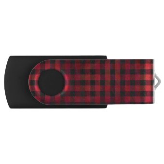 Checkered Plaid Red and Black USB Flash Drive | Zazzle