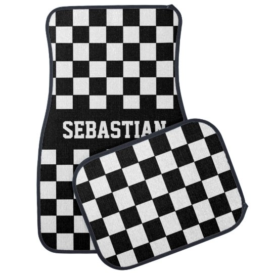 Checkered Racing Flag Personalized Car Floor Mat | Zazzle.com