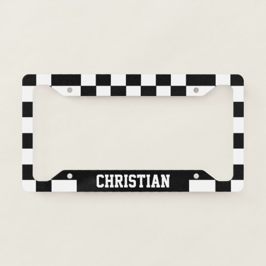 Checkered Racing Flag Themed Personalized License Plate Frame | Zazzle