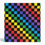 Checkered Rainbow Black 3 Ring Binder | Zazzle