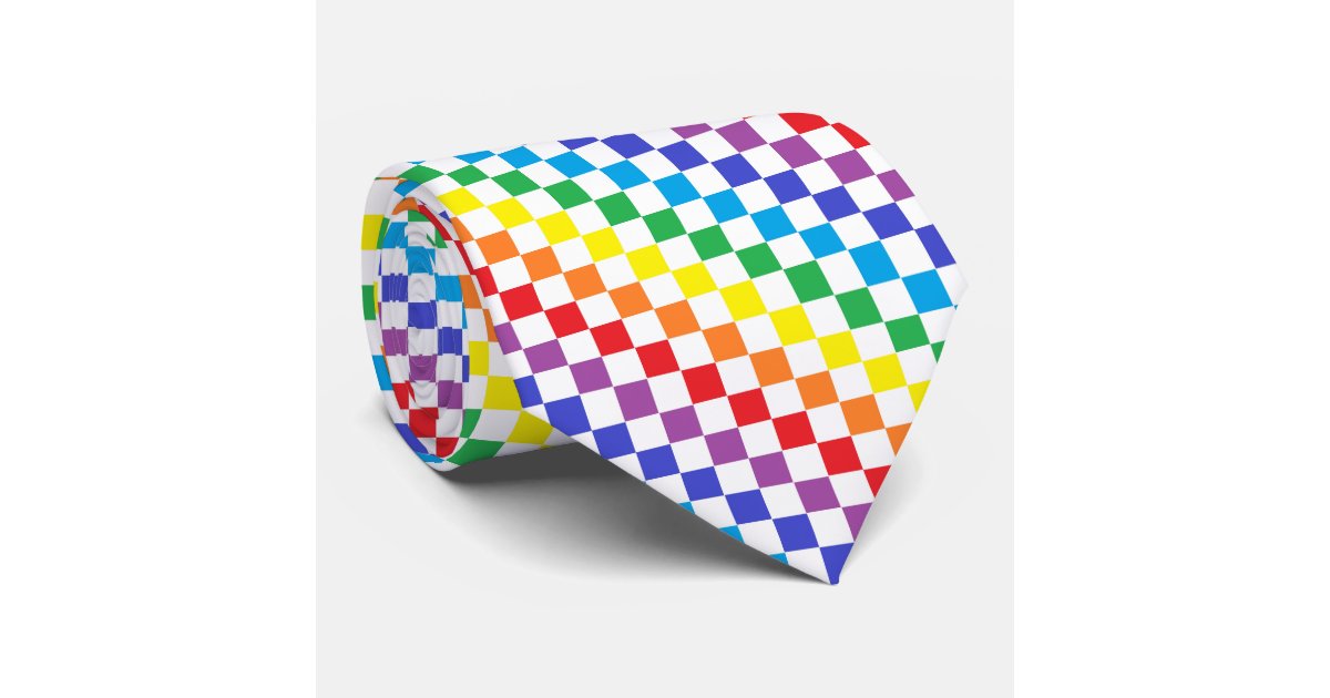 Checkered Rainbow Neck Tie | Zazzle