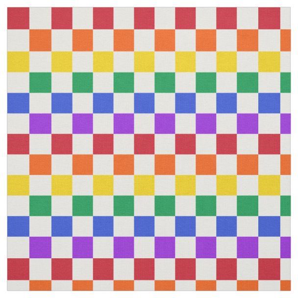 Rainbow Plaid Fabric | Zazzle